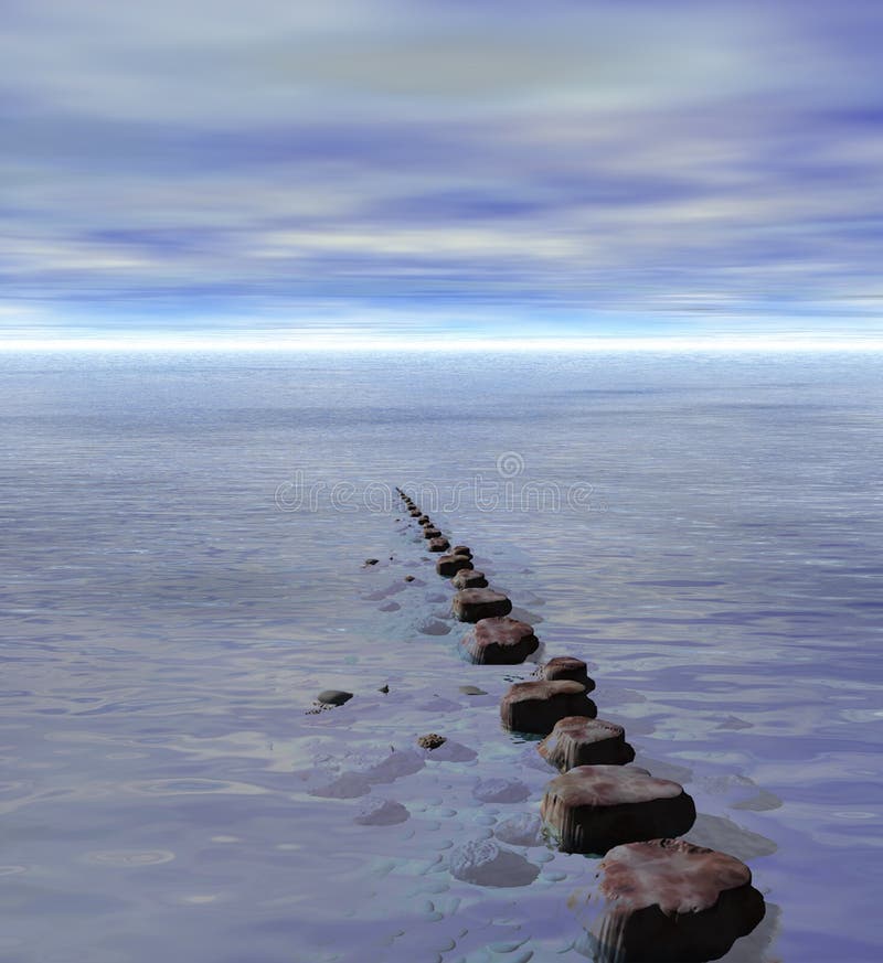Path of Stones on the Water Stock Illustration - Illustration of ocean ...