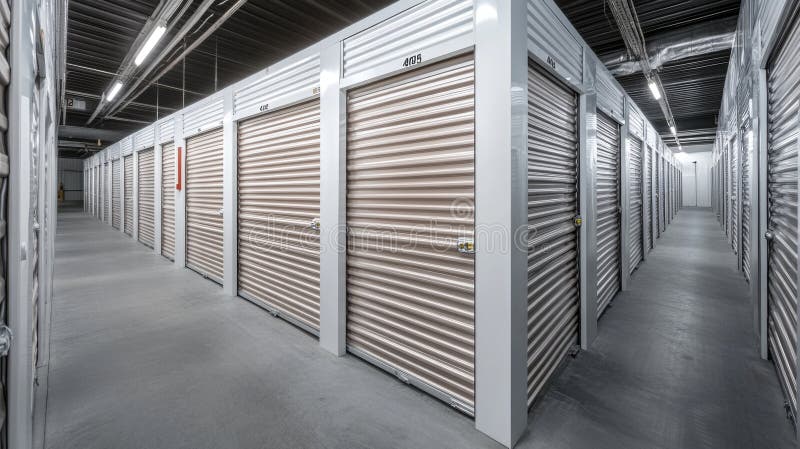 A Row of Storage Units in a Warehouse or Storage Facility, Featuring a ...