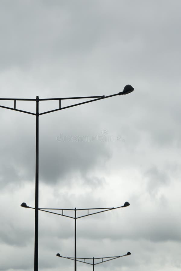 Row of Street Lights on the Side of a Highway Stock Image - Image of ...