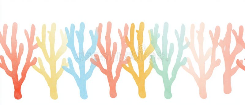 A Row of Stylized Coral Reef Structures in Various Colors. Stock Image ...