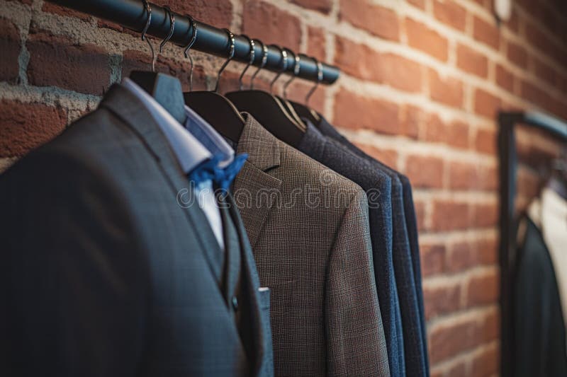 A Row of Suits Hanging on a Brick Wall, Urban Architecture and ...