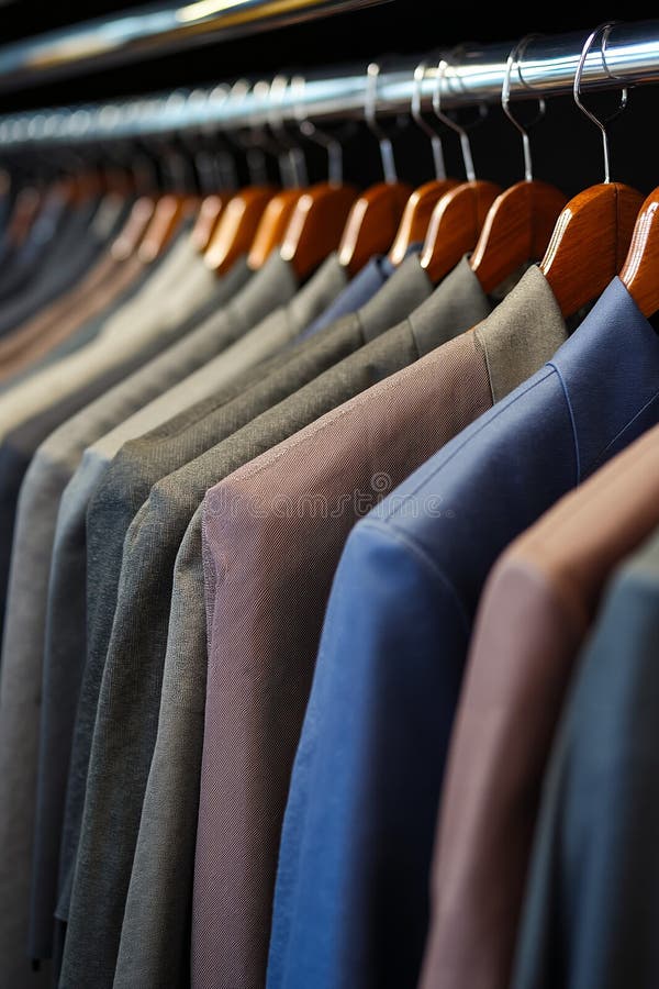 A Row of Suits Hanging on a Rack in a Clothing Store Stock Image ...