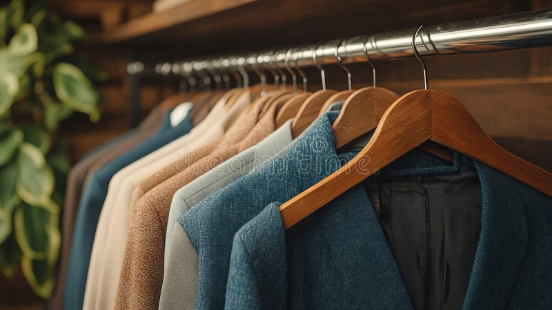 A Row of Suits Hanging on a Rack in a Clothing Store Stock Image ...