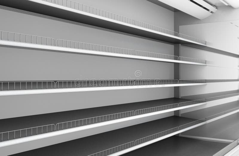 Empty Supermarket Shelves Render Front Stock Photos - Free & Royalty ...