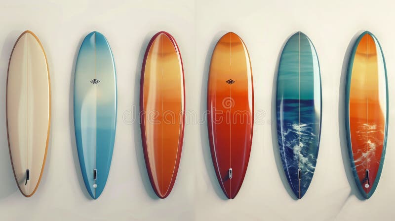Row of Surfboards Mounted To a Wall Stock Image - Image of surf, ocean ...
