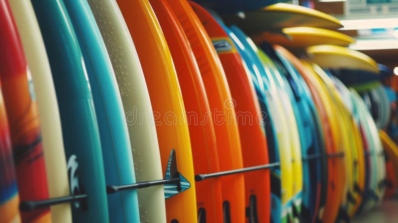 Row of Surfboards at Summer, Outdoor Stock Photo - Image of equipment ...