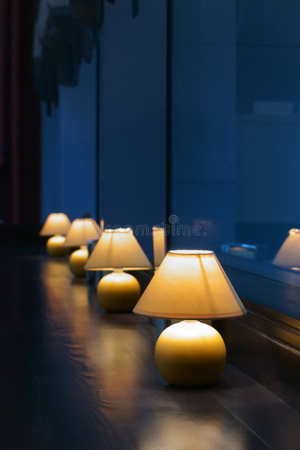 Row of table lamps stock photo. Image of restaurant, coffee - 46311628