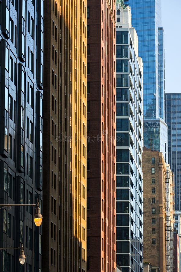 Row of Tall Modern Apartment Buildings in Chicago Downtown Stock Photo ...