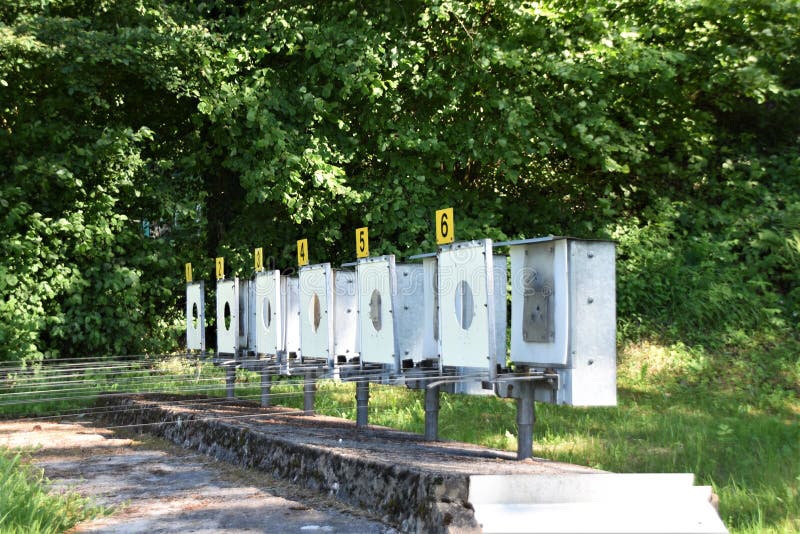 A Row of Targets for Fire Arms in an Outdoor Target Range in Lateral ...