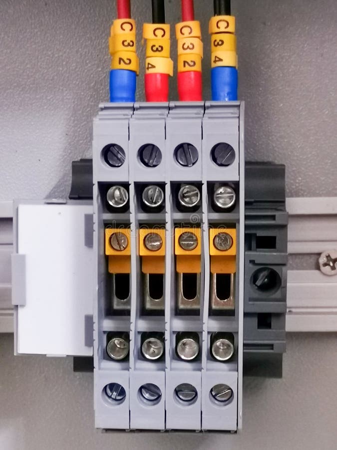 A Row of Terminal Blocks in Electrical Cabinet. Stock Image - Image of ...