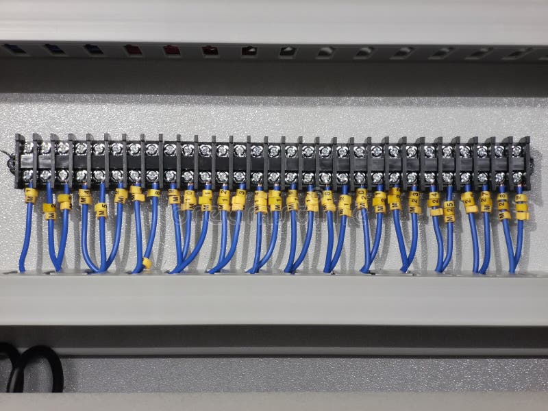 A Row of Terminal Blocks in Electrical Cabinet. Stock Photo - Image of ...