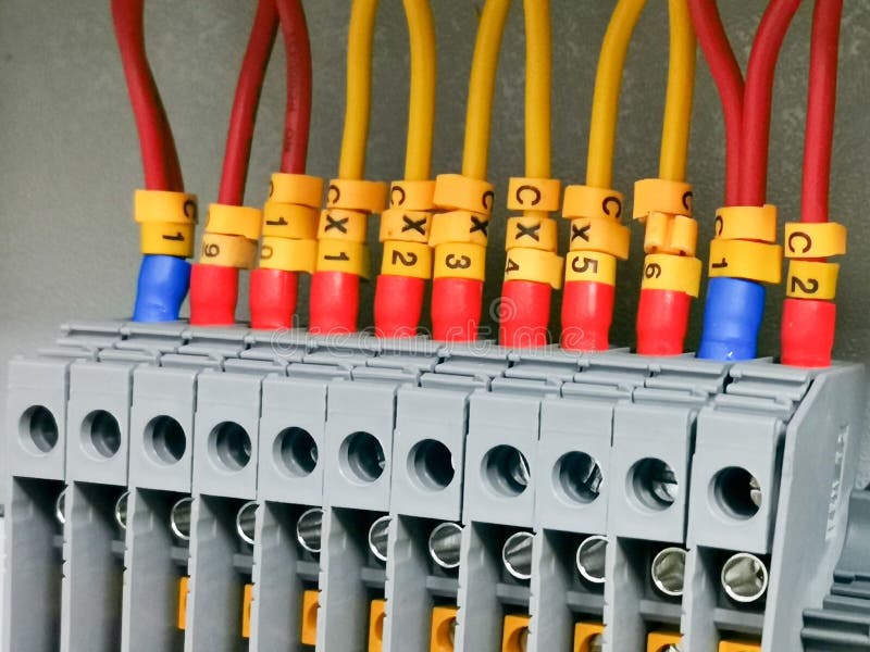 A Row of Terminal Blocks in Electrical Cabinet. Stock Photo - Image of ...