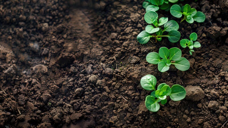 A Row of Terrestrial Plants Emerging from the Ground in a Colorful ...