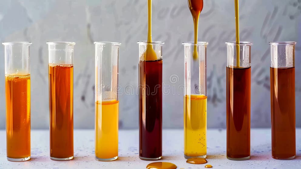 A Row of Test Tubes Filled with Different Types of Liquid Stock Photo ...
