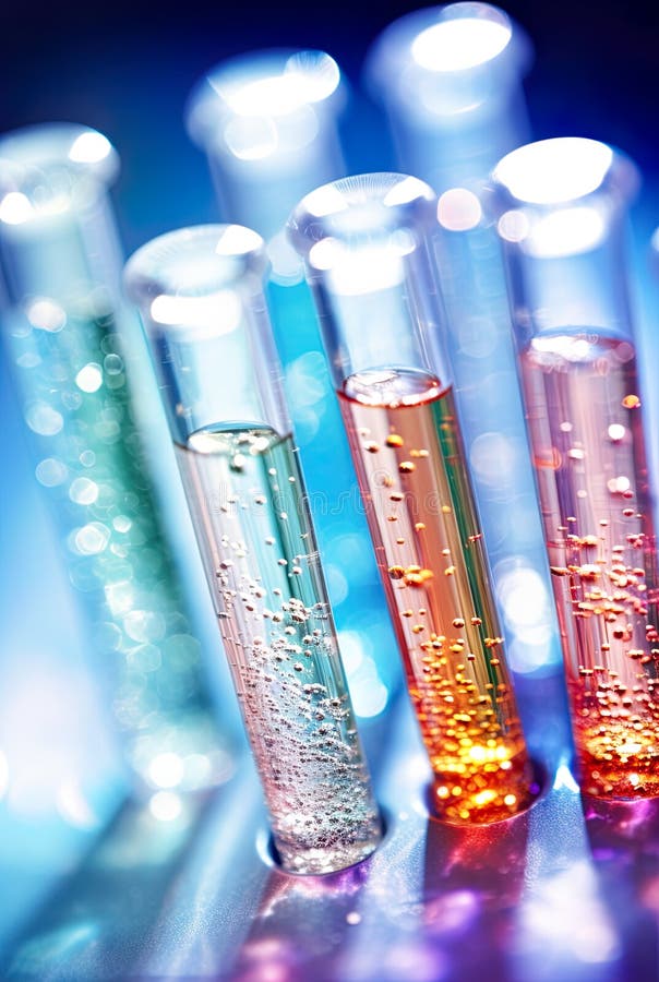A Row of Test Tubes Filled with Liquid. Generative AI Image. Stock ...