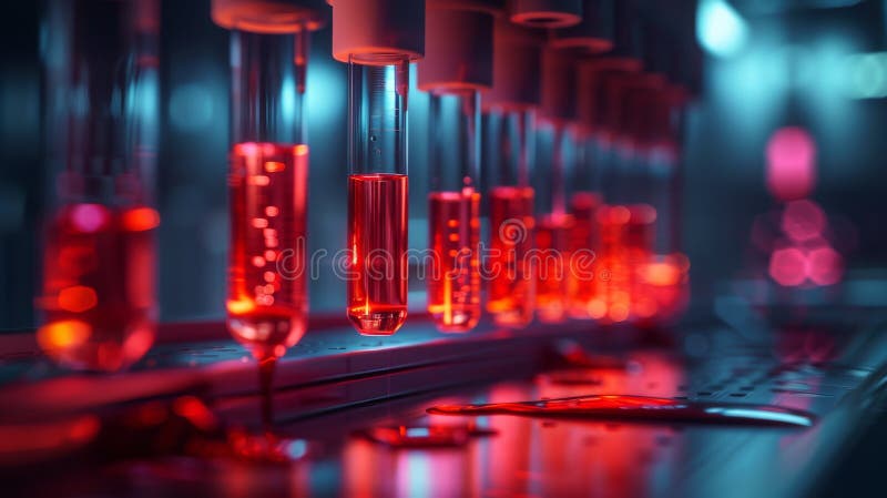 Row of Test Tubes Filled with Liquid Stock Photo - Image of experiment ...
