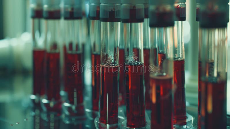 Row Test Tubes Filled Red Chemical Solution Stock Photos - Free ...