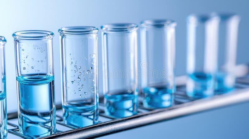 A Row of Test Tubes Filled with Water and Bubbles. Stock Photo - Image ...