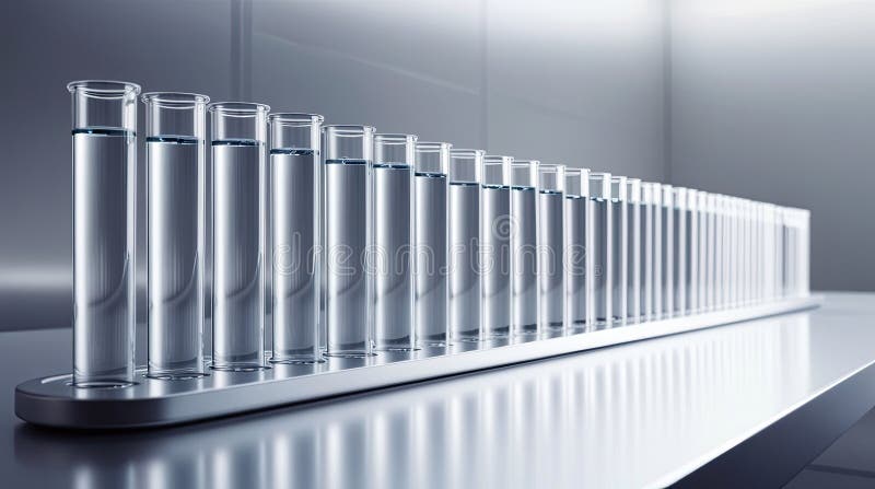 Row of Test Tubes with Liquid Stock Illustration - Illustration of ...