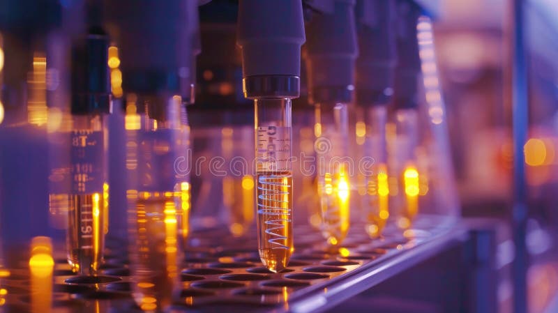 A Row of Test Tubes with a Yellow Liquid Inside. the Tubes are Labeled ...