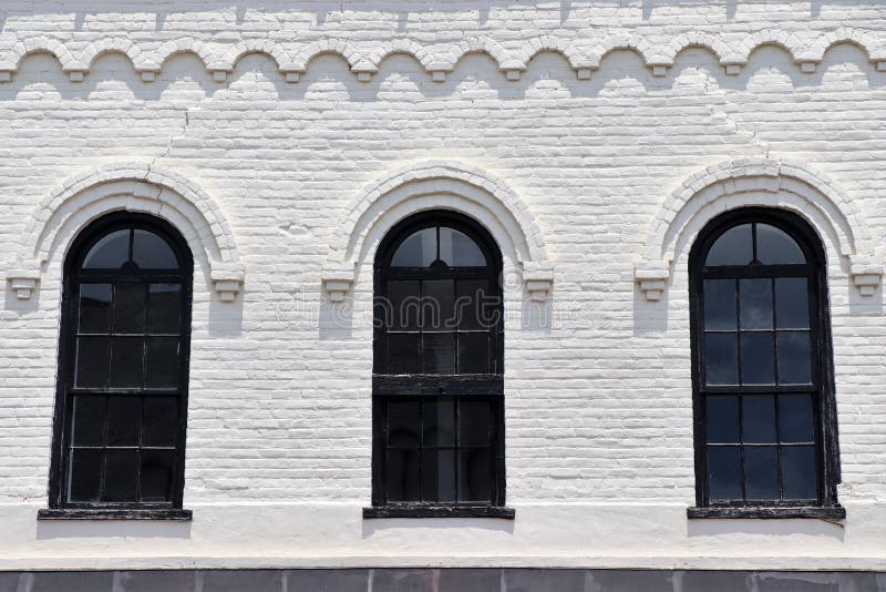 Three Arched Windows in Church Stock Photo - Image of built, decorated ...