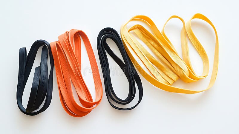 A Row of Three Different Colored Elastic Bands Stock Photo - Image of ...