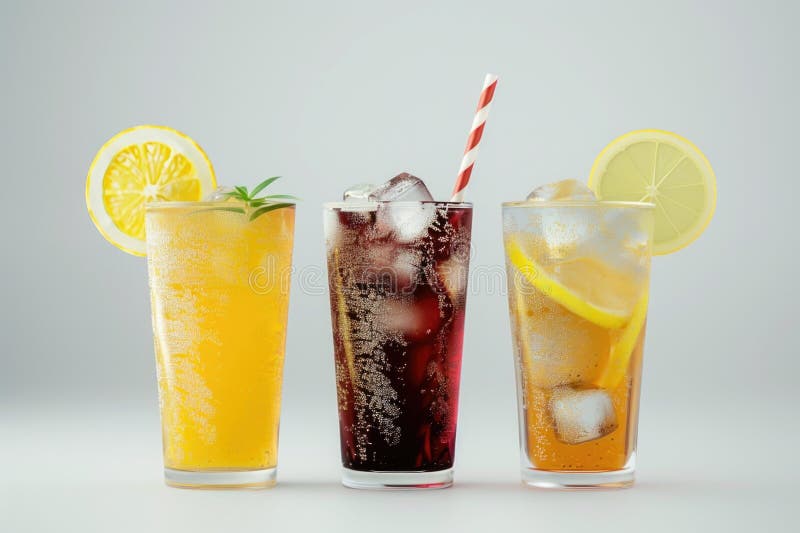 A Row of Three Different Types of Drinks, Perfect for Beverage Concepts ...
