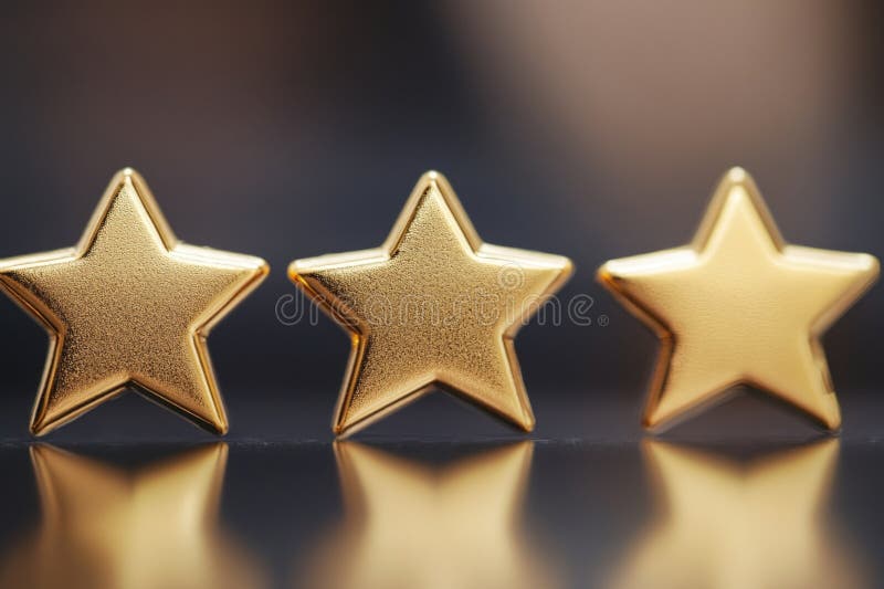 Row of Three Gold Stars on a Table, Perfect for Decoration or Party ...