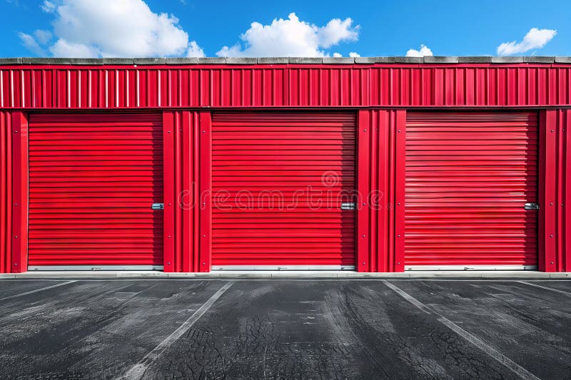 Storage Building with Red Doors Stock Image - Image of estate, delivery ...