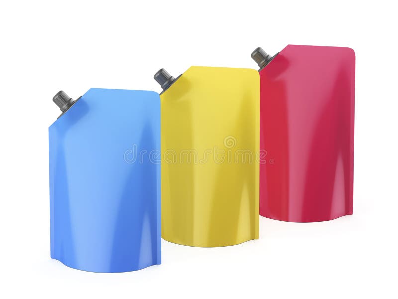 Row with Three Stand-up Pouches Stock Photo - Illustration of food ...