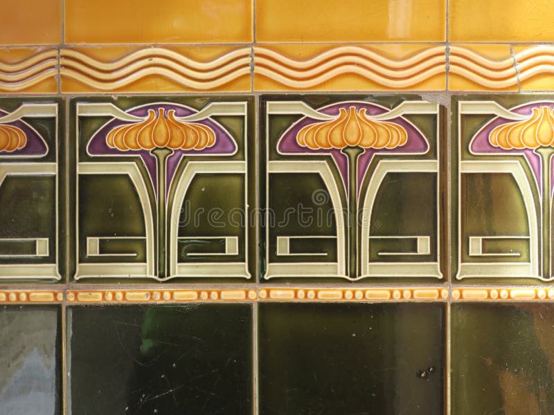 Row of Tiles with a Flower Pattern in the Porch of a House Stock Photo ...