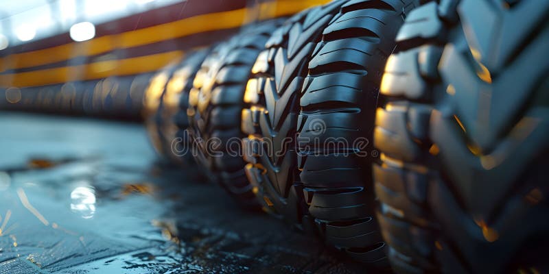 Row of Tires Background Background - Ai Generated Stock Illustration ...