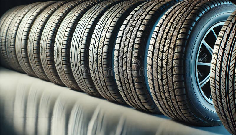 A Row of Tires with a White Background Stock Image - Image of equipment ...