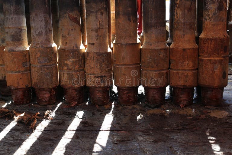 Row of Tool Joint at Pin End of Drillpipe Stock Image - Image of deck ...