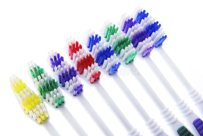 Row of Toothbrushes stock photo. Image of closeup, side - 7089186