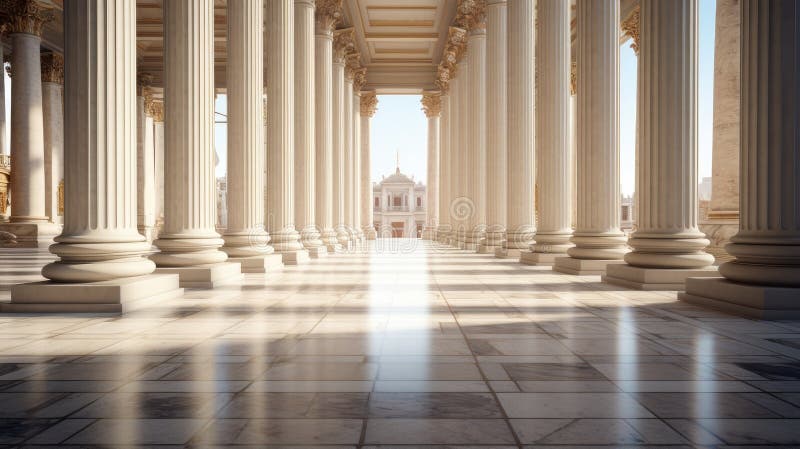 A Row of Towering Marble Columns, Their Smooth Surfaces and Intricate ...