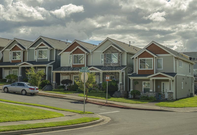 Row of Townhomes in Gresham Oregon Stock Photo - Image of state ...