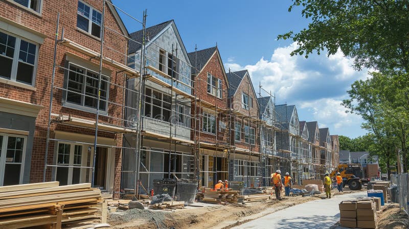 Row Townhouses Being Built Scaffolding Construction Stock Photos - Free ...