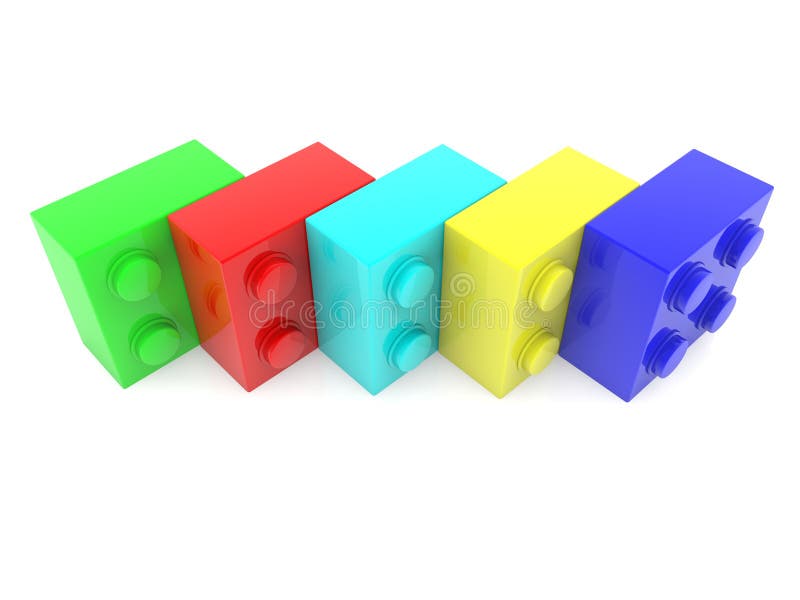 Toy Bricks of Different Colors and Sizes are Stacked on Top of Each ...