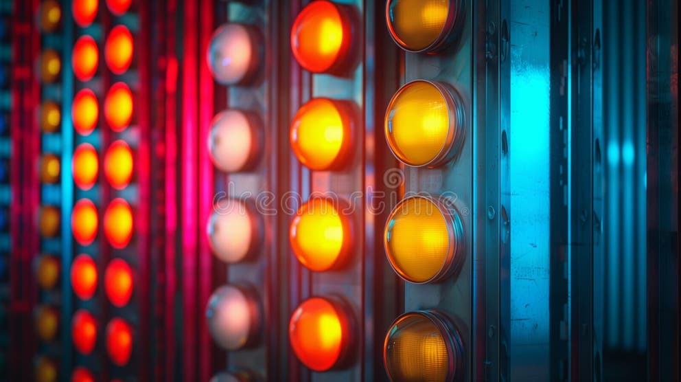 A Row of Traffic Lights Side by Side Stock Image - Image of sitting ...