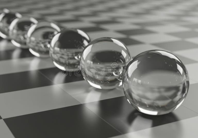Row of Transparent Spheres on Checkerboard Pattern Stock Illustration ...