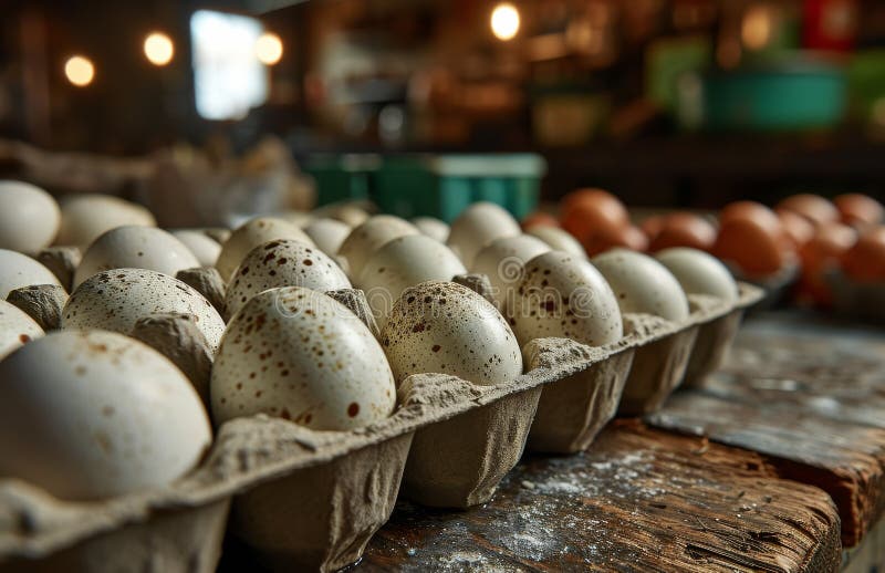 A Row of Trays Filled with Many Eggs. a Row of Trays Filled with ...