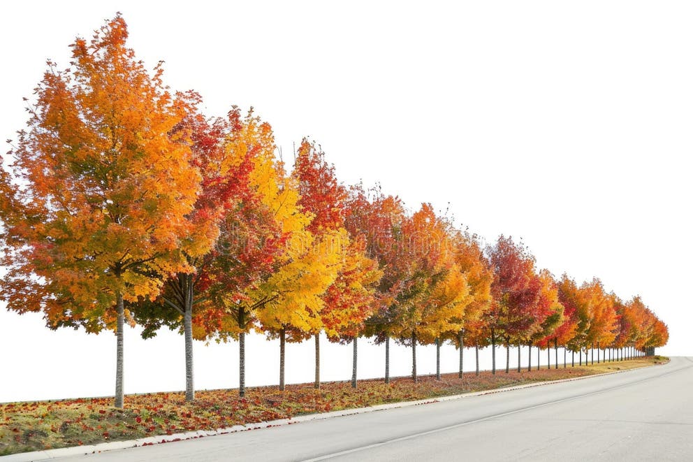 Row of Trees by the Side of a Road, Natural Landscape Stock Photo ...