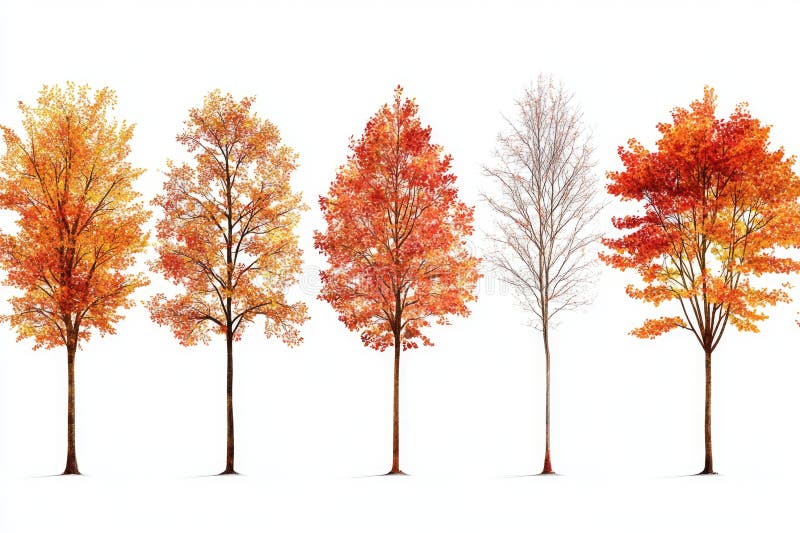 A Row of Trees with Variously Colored Leaves, Great for Autumn or ...