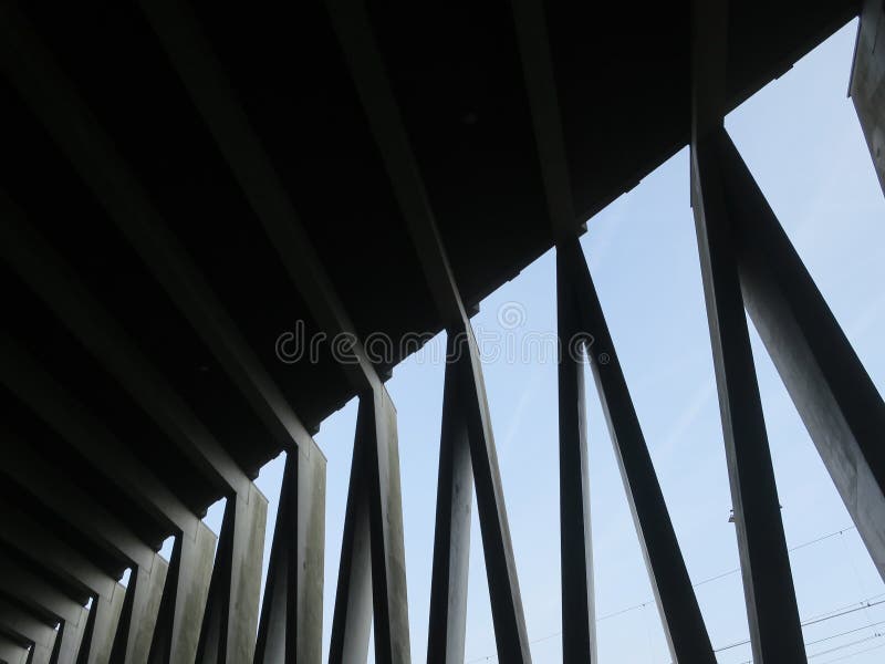 Row of Triangle Pillars Near the Railway in Amsterdam Stock Image ...