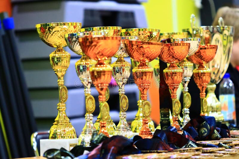 Row of Trophies on a Table, Great for Any Achievement Celebration or ...