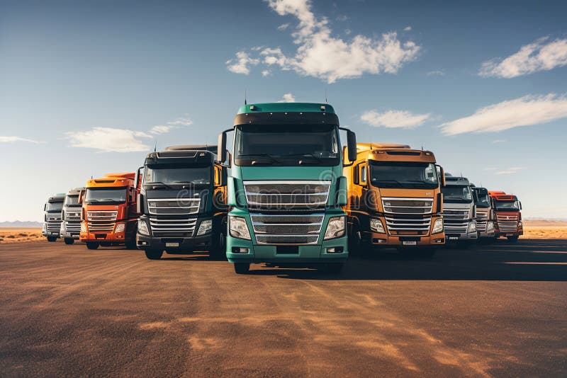 A Row of Trucks Parked Next To Each Other Stock Illustration ...