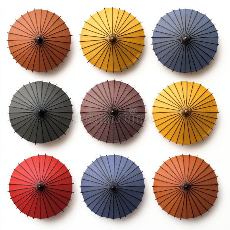 Row of Umbrellas with Different Colors and Sizes Stock Illustration ...