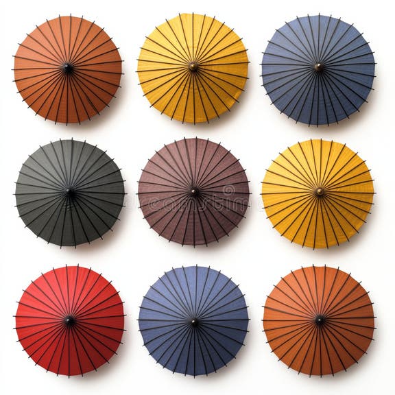 Row of Umbrellas with Different Colors and Sizes Stock Illustration ...