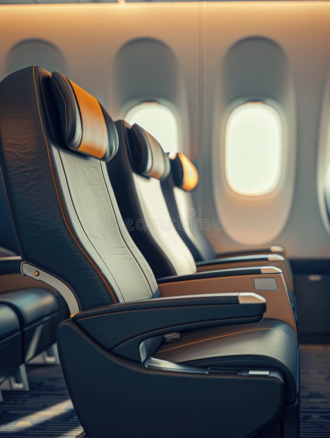 A Row of Unoccupied Seats on an Airplane Stock Image - Image of ...